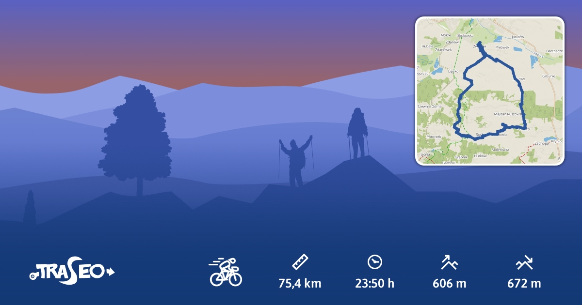 Trasa na rower szosowy 2018-04-22 Siedemnastką-Zaboreczno-czerwonym ...