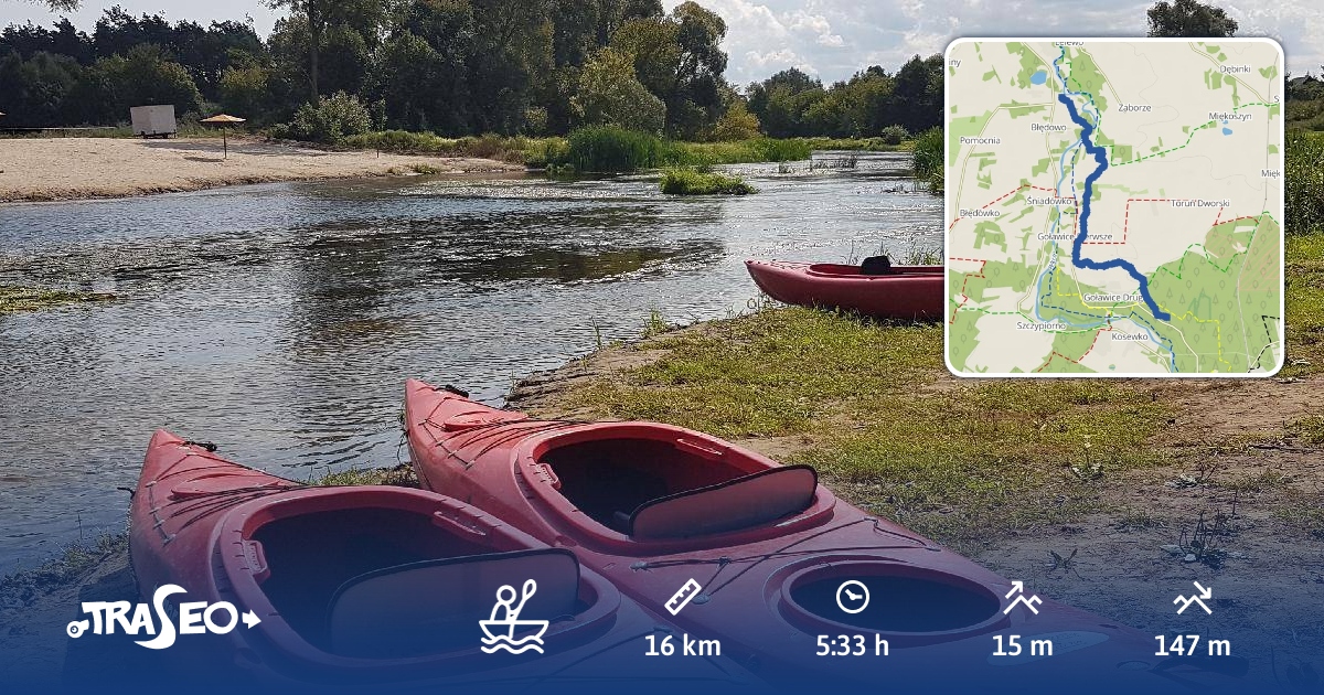 Trasa kajakowa Rzeka Wkra na trasie Borkowo-Pomiechówek (15,5 km) - Traseo