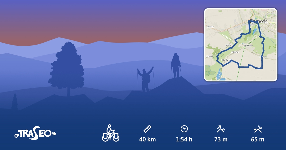 Trasa na rower trekkingowy Zamość Wychody Lipsko Pniówek Zamość - Traseo